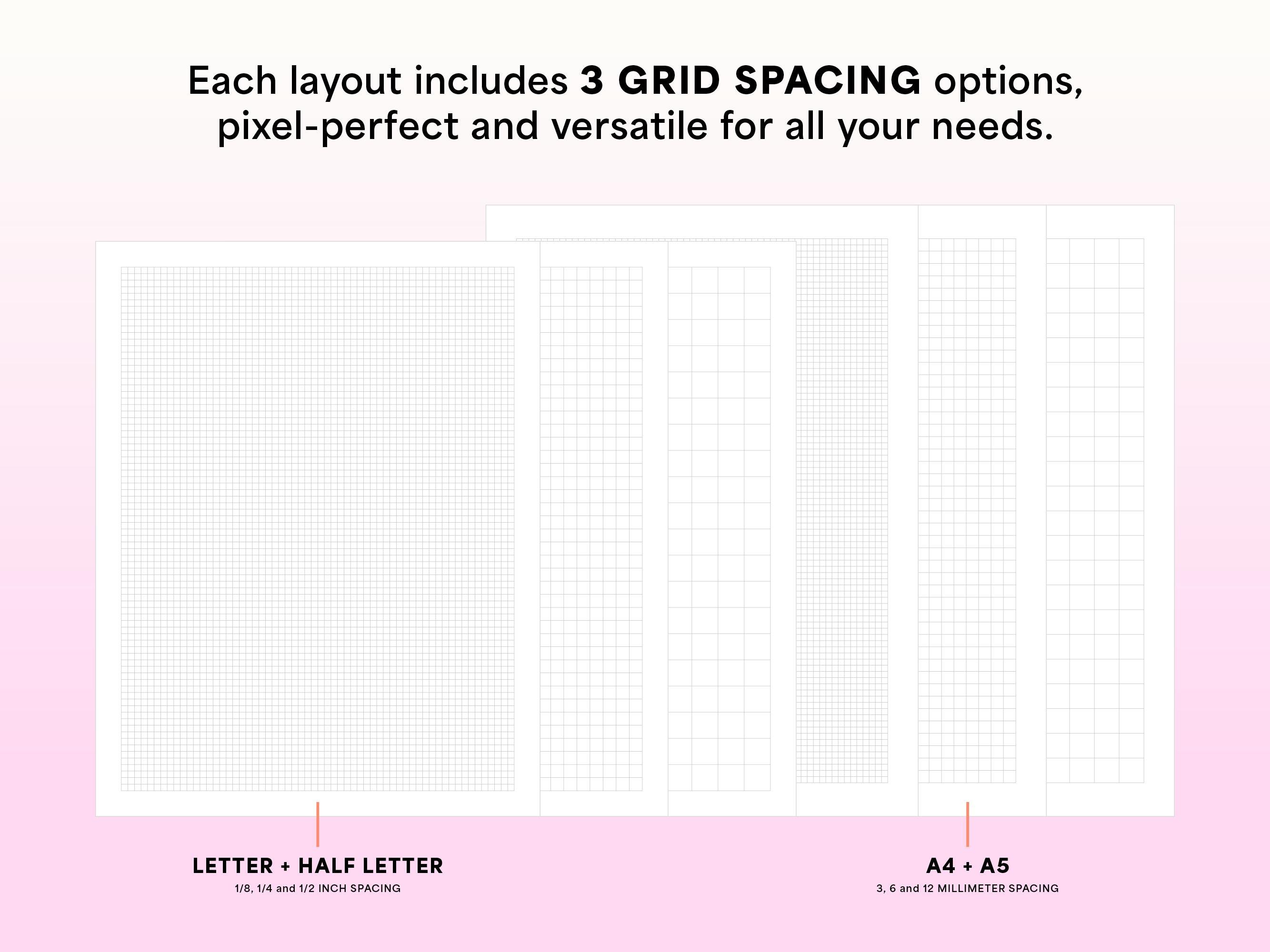 Printable Grid Paper With 3 Different Spacings, Grid Notebook Paper ...