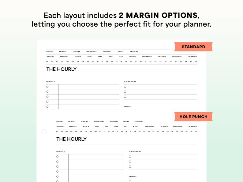 Printable Hourly Planner, Minimalist Hourly Schedule With Top ...