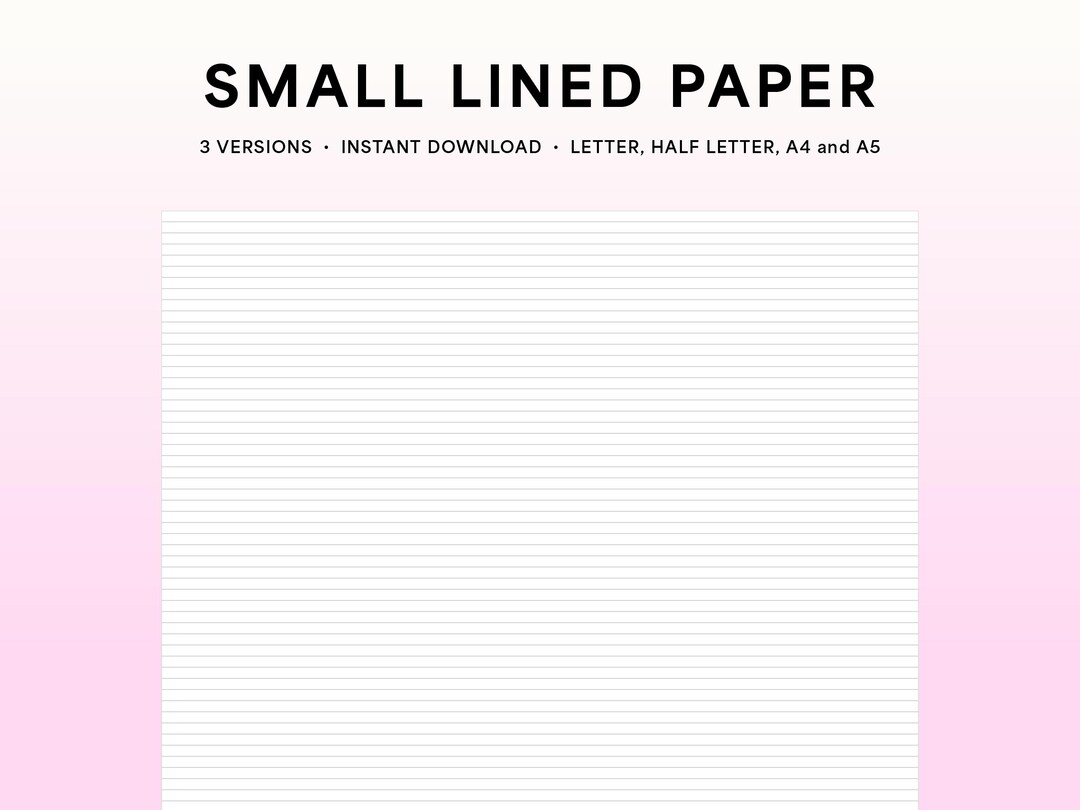 Small Lined Paper, Printable Notes Pages — Letter, Half Letter, A4 and ...