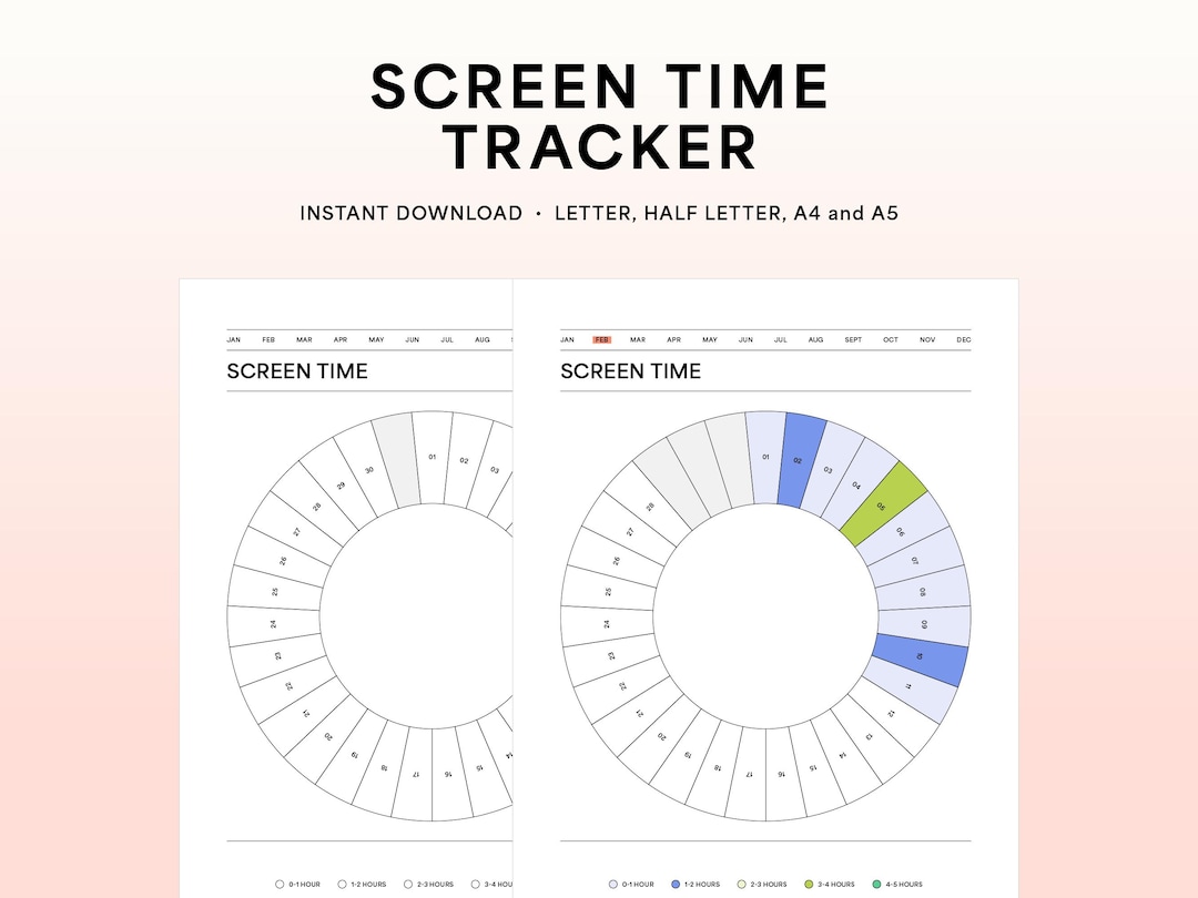 Screen Time Tracker, Monthly Habit Tracker, Printable Journal Page ...
