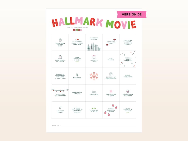 Hallmark Christmas Movie BINGO, Printable Hallmark Movie Game — Letter ...