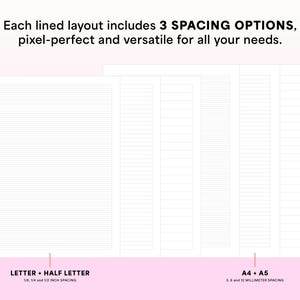 Lined, Grid and Dot Grid Paper Templates Bundle, Printable Notebook ...