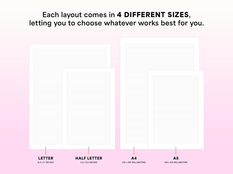 Small Lined Paper, Printable Notes Pages — Letter, Half Letter, A4 and ...