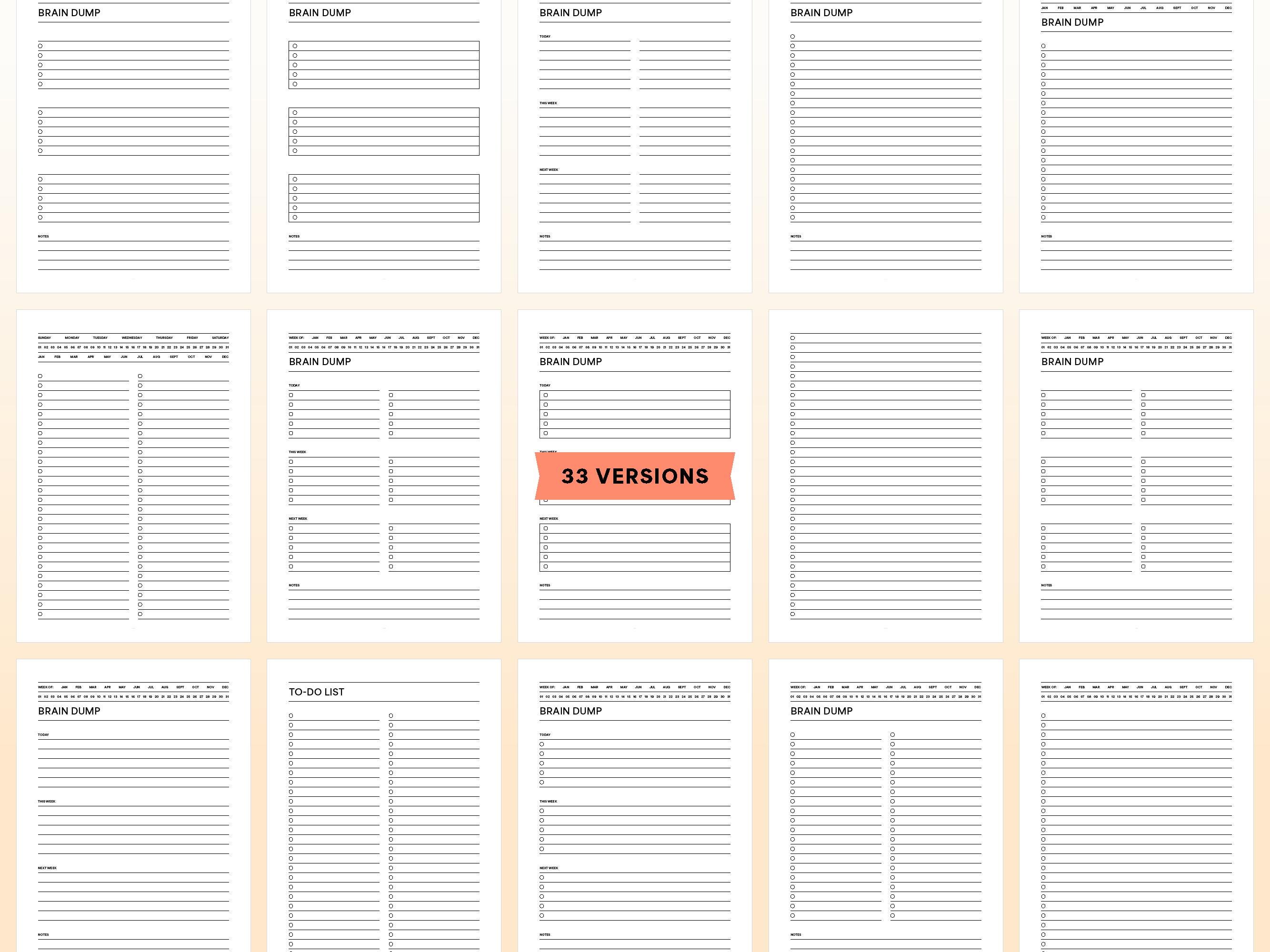 Printable List Templates Bundle, Minimalist Lists — Letter, Half Letter ...