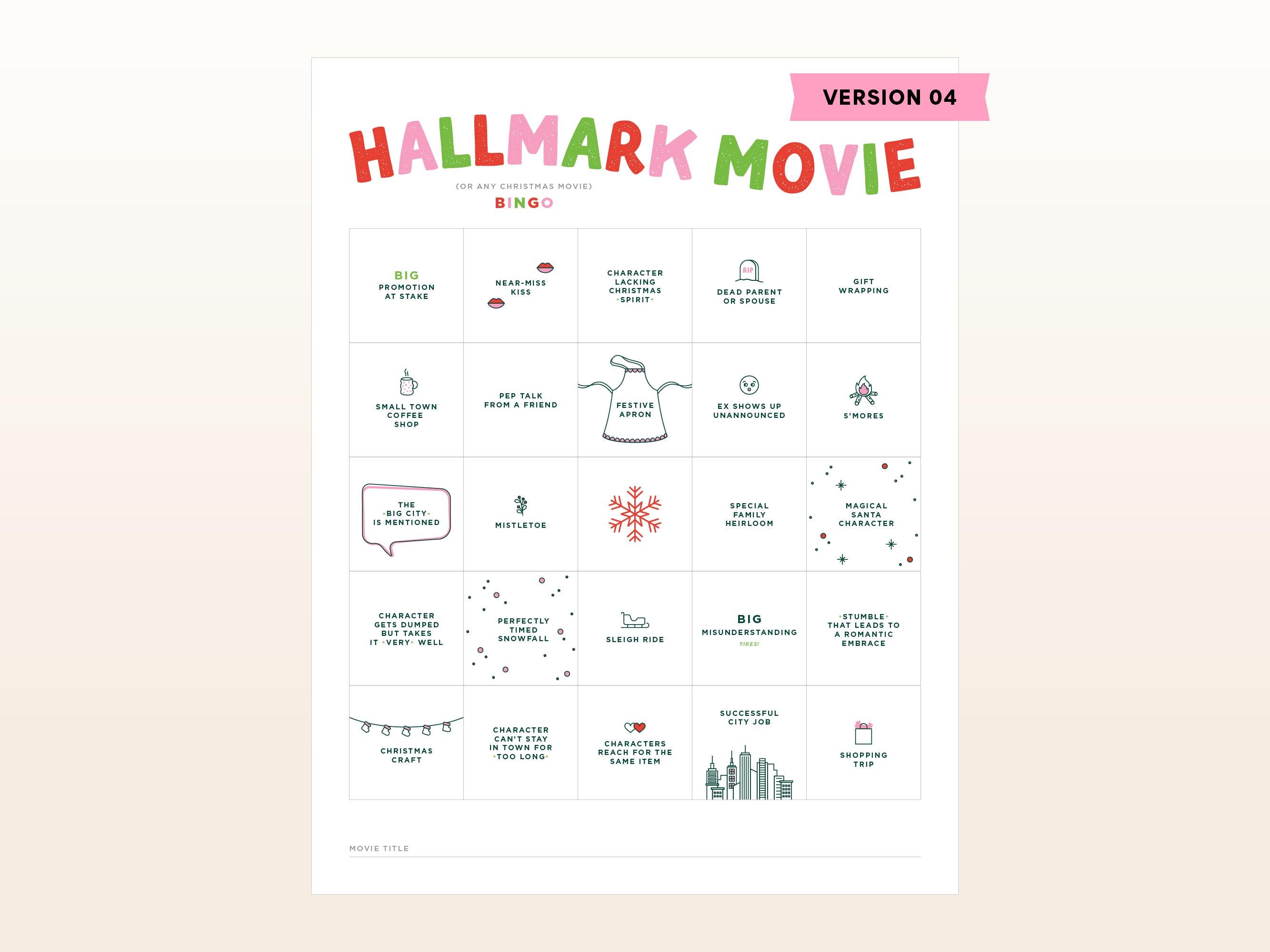 Hallmark Christmas Movie BINGO, Printable Hallmark Movie Game - Etsy