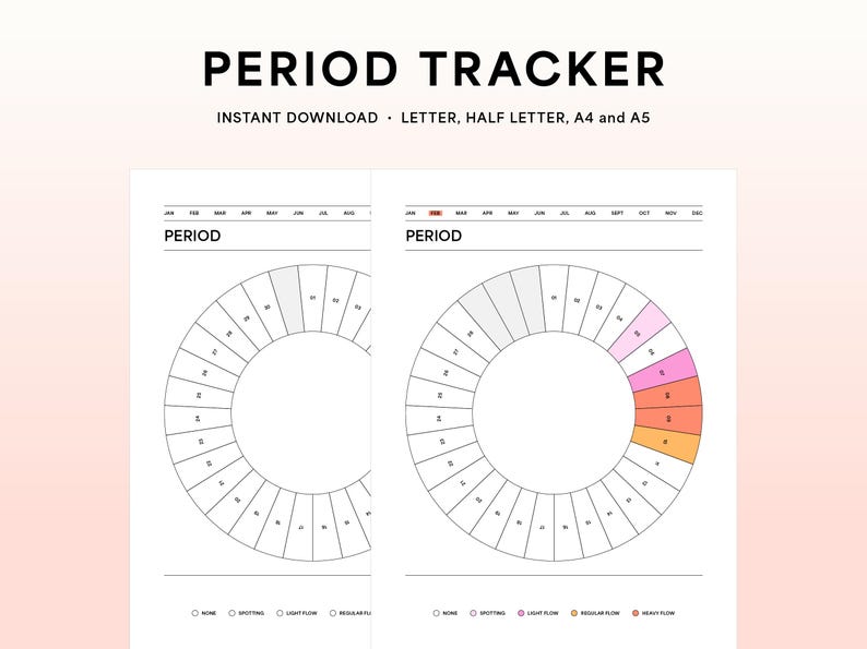 Period Tracker, Monthly Trend Tracker, Printable Journal Page — Letter ...