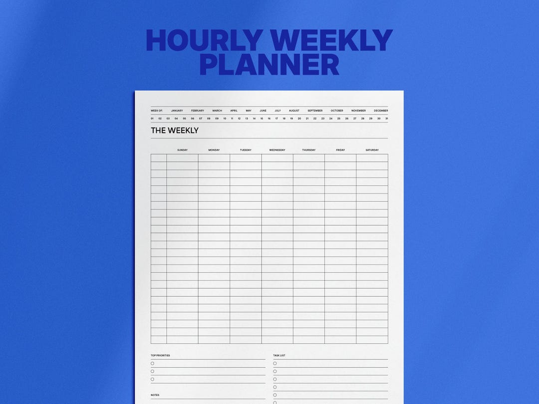 Undated Hourly Weekly Planner Printable — Weekly Schedule Planning ...