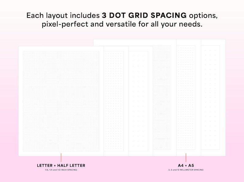 Printable Dot Grid Paper With 3 Different Spacings, Dot Grid Notebook ...