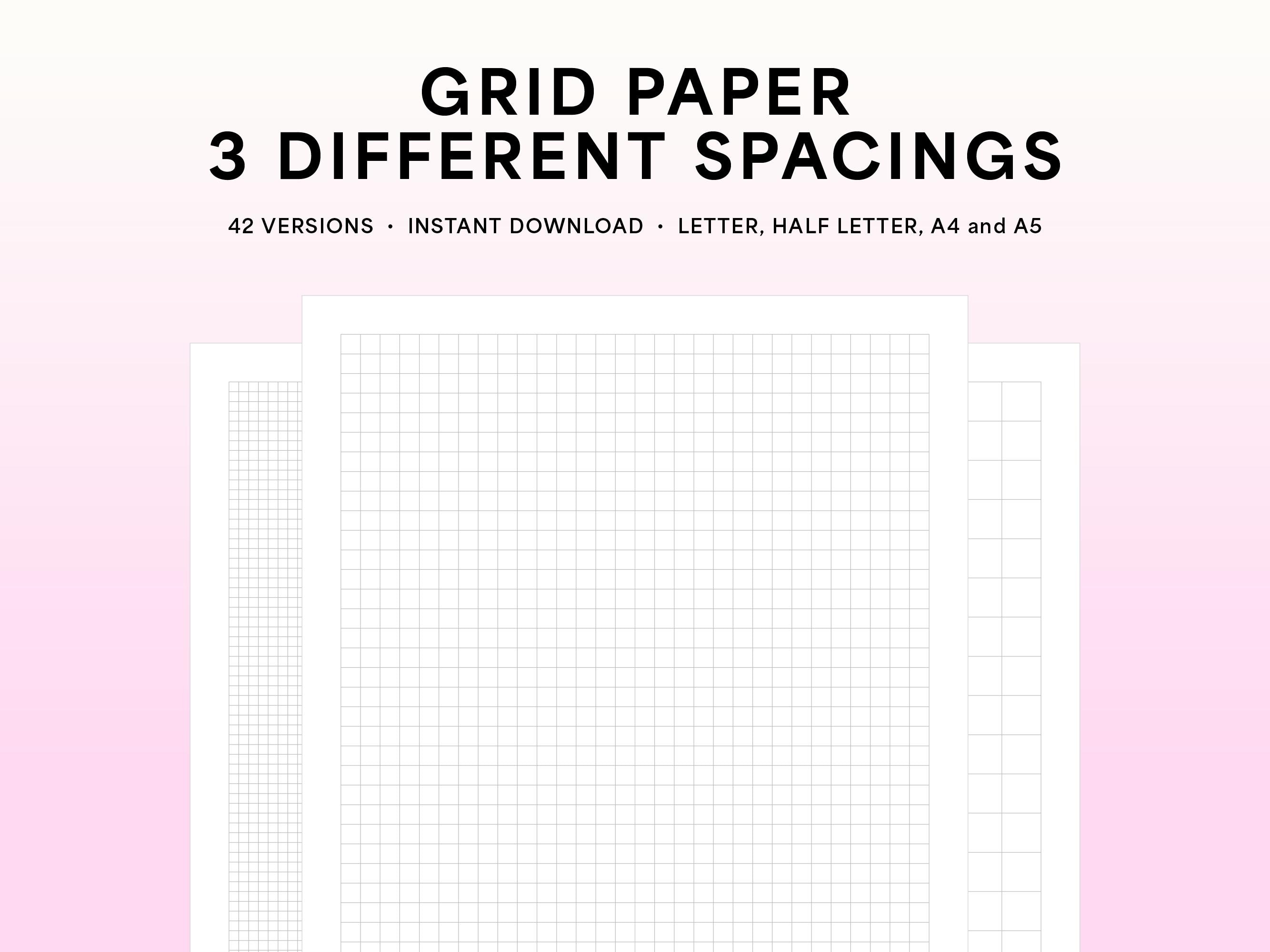 Printable Grid Paper With 3 Different Spacings, Grid Notebook Paper ...