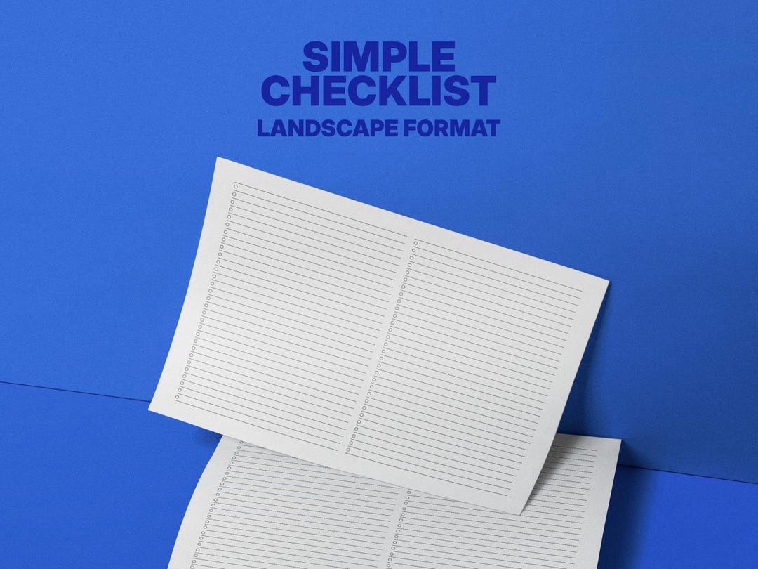 Simple Checklist Printable — Landscape List Template + Planner Insert ...