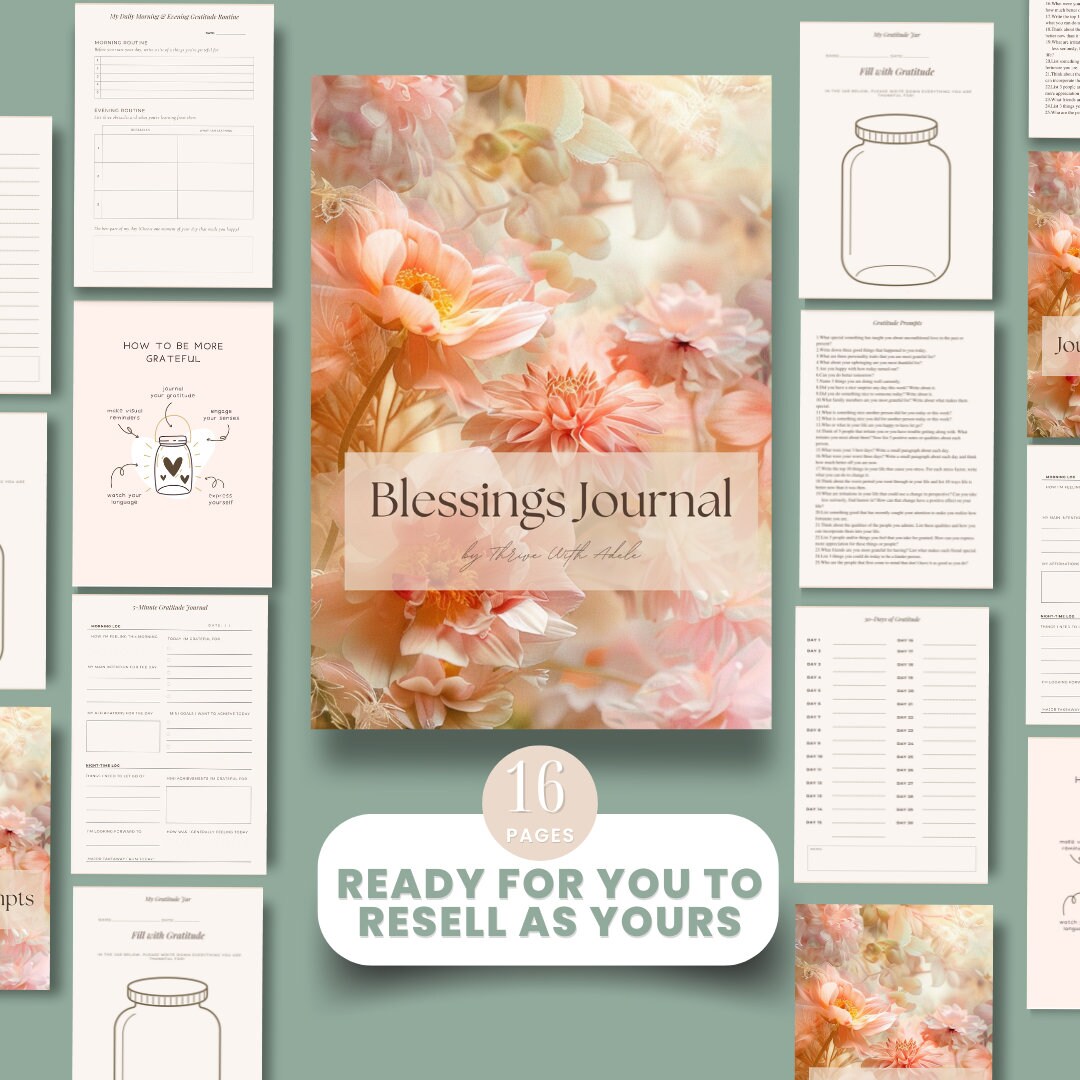 PLR Digital Download Printable blessing/gratitude Journal, 16 Pages ...