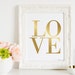 Gold Love Art Print, Gold Love Sign, Nursery Decor Wall Art, Office Art ...