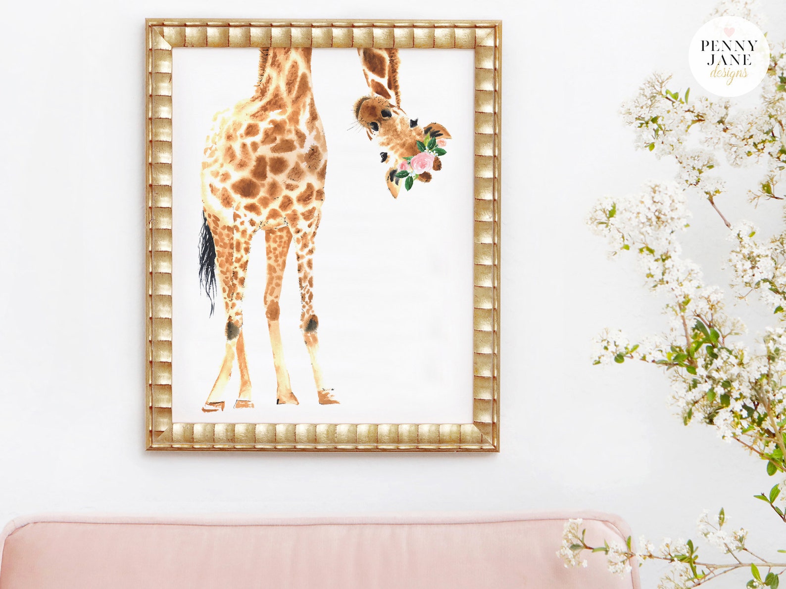 Giraffe With Floral Crown Printable Digital Printable Wall Art Print - Etsy