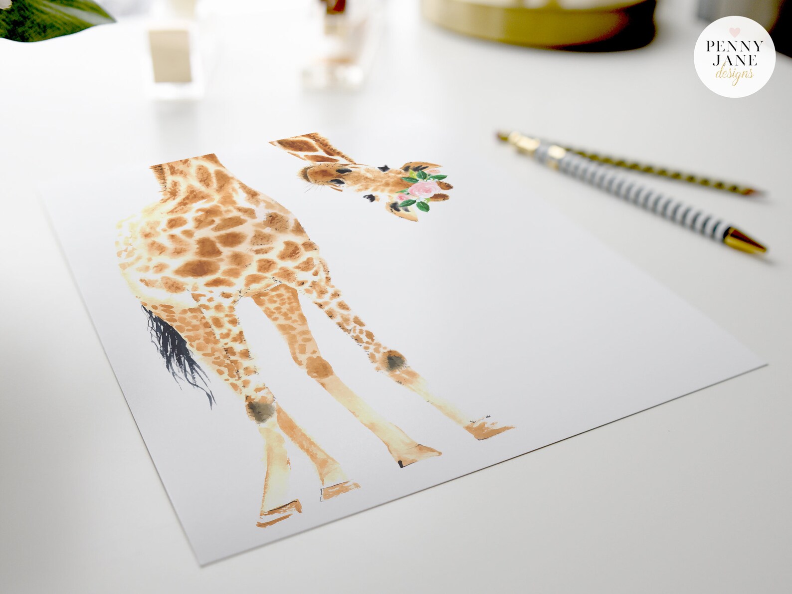 Giraffe With Floral Crown Printable Digital Printable Wall Art Print - Etsy