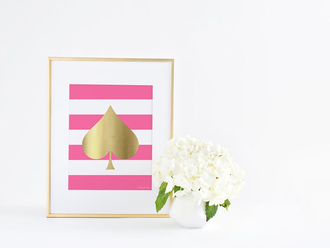 Gold Spade Art Print the Kate Hot Pink Gold Spade Design - Etsy