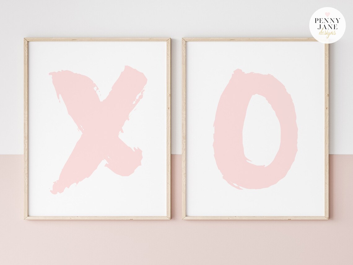 X and O Prints, Blush Pink Decor, X O Print Set, Nursery Wall Art, Pink ...