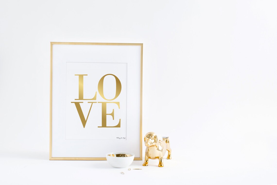 Gold Love Art Print Gold Love Sign Nursery Decor Wall Art | Etsy