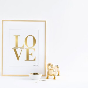 Gold Love Art Print, Gold Love Sign, Nursery Decor Wall Art, Office Art ...