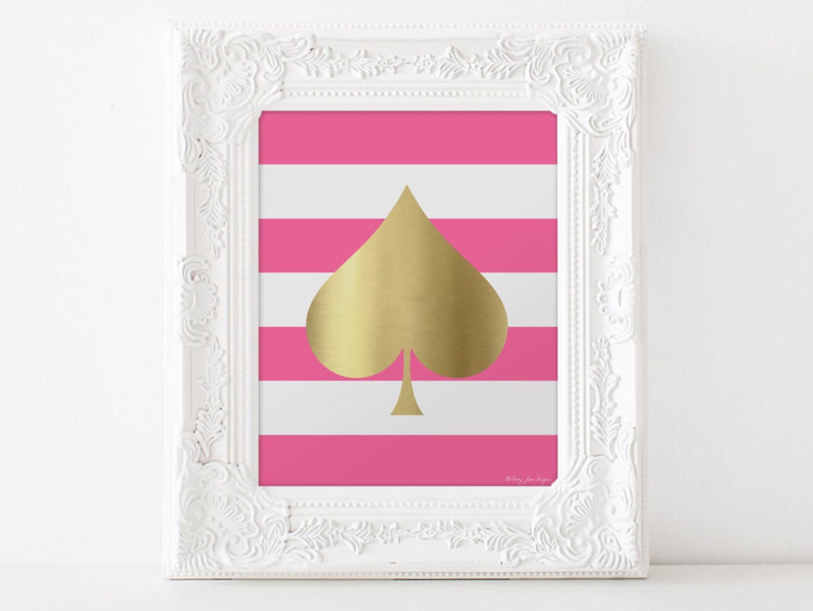 Gold Spade Art Print the Kate Hot Pink Gold Spade Design | Etsy