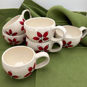 Red Flower Tea Cups - Etsy