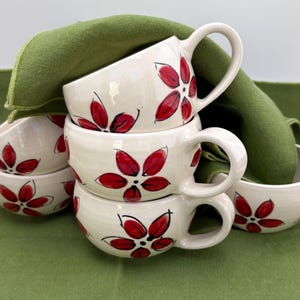 Red Flower Tea Cups - Etsy