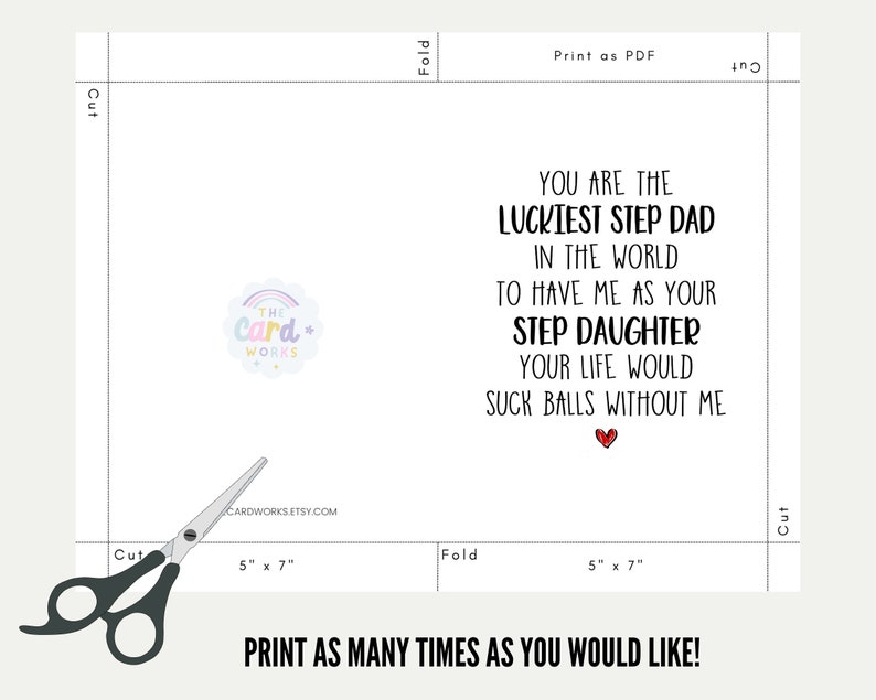 Funny Step Dad Fathers Day Card From Step Daughter Having Me For A