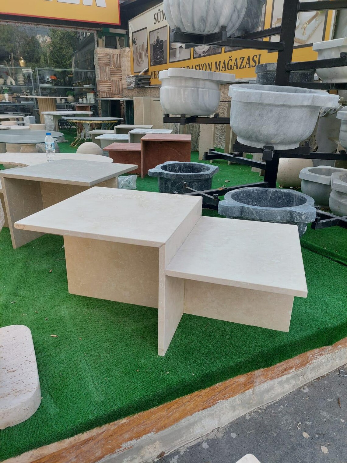 Flamingo - Natural Travertine Middle Table | Marble Middle Table | 50 ...