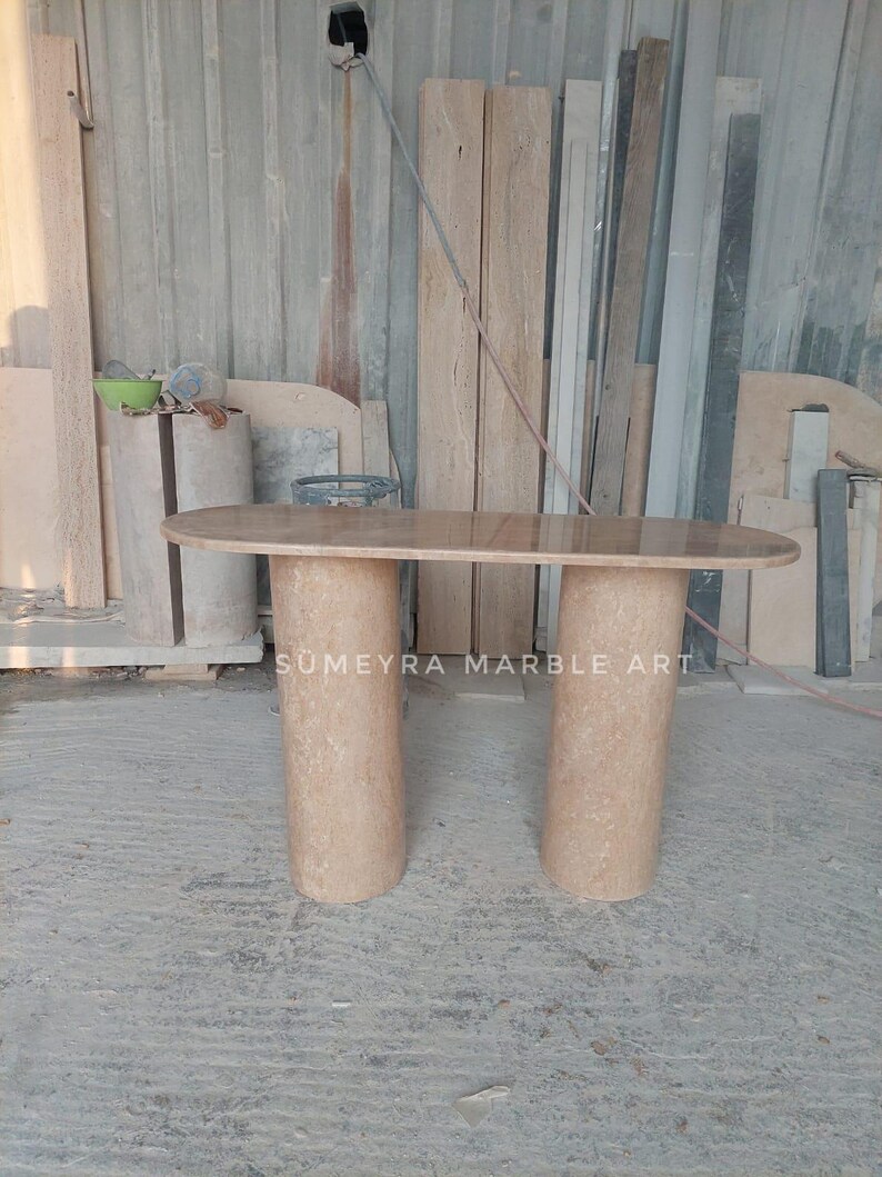 Travertine Dresser - Cylinder Marble Leg - 110*30 Cm - Etsy