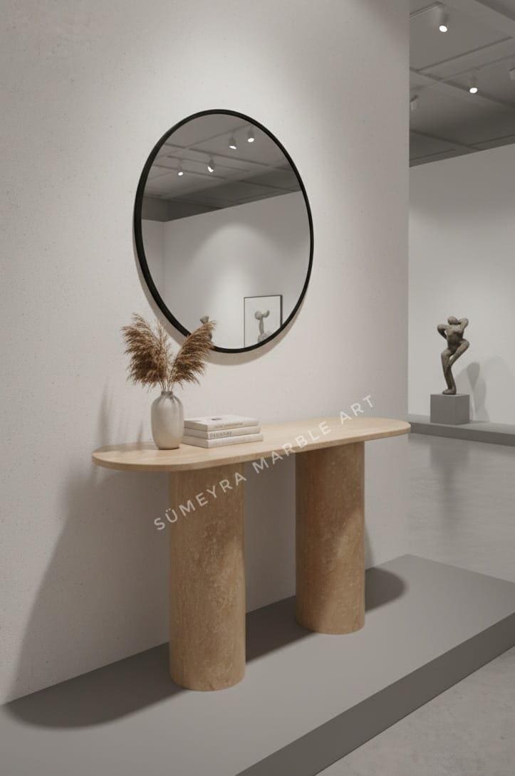 Travertine Dresser - Cylinder Marble Leg - 110*30 Cm - Etsy