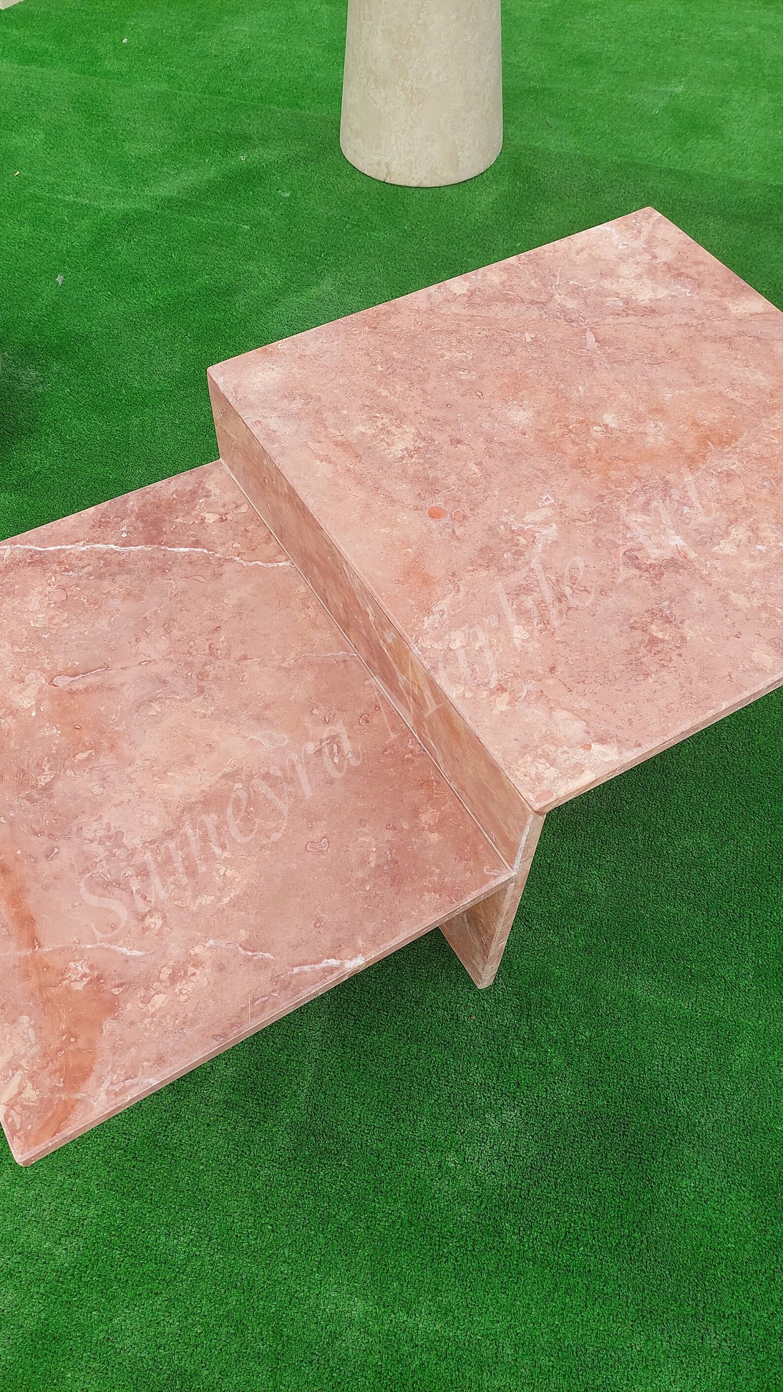 Flamingo - Natural Pink Travertine Coffee Table | Pink Marble Coffee ...
