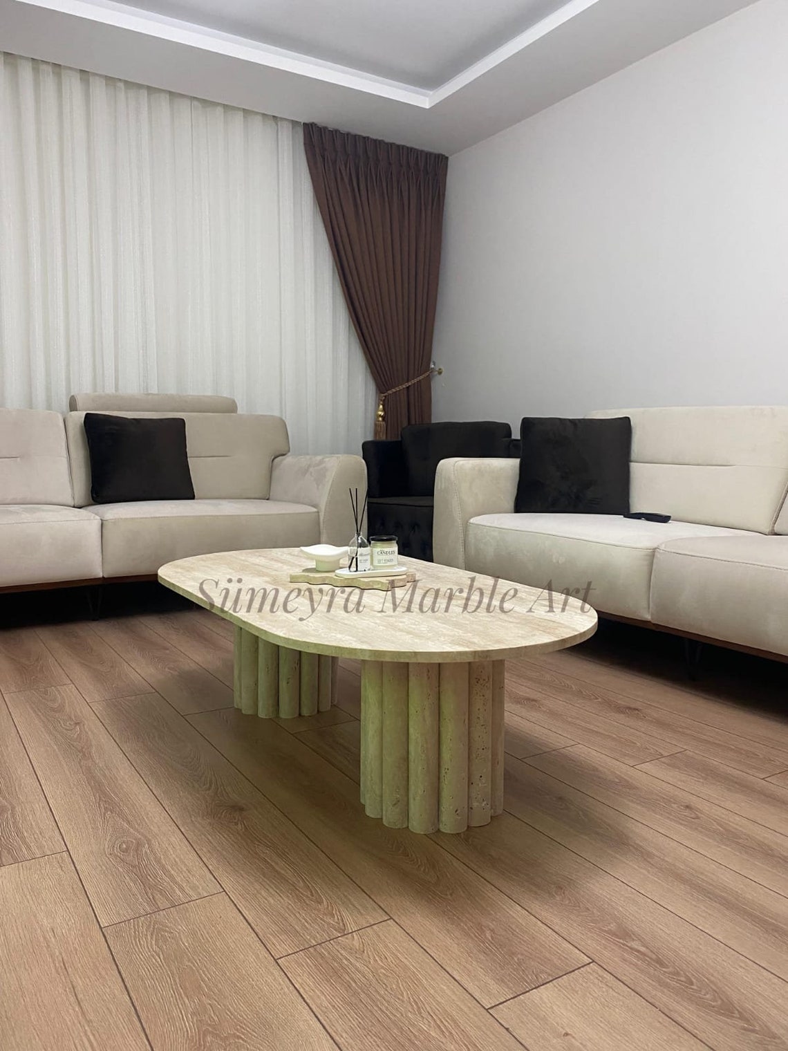 Natural Travertine Middle Coffee Table Antique Travertine Pedestal ...