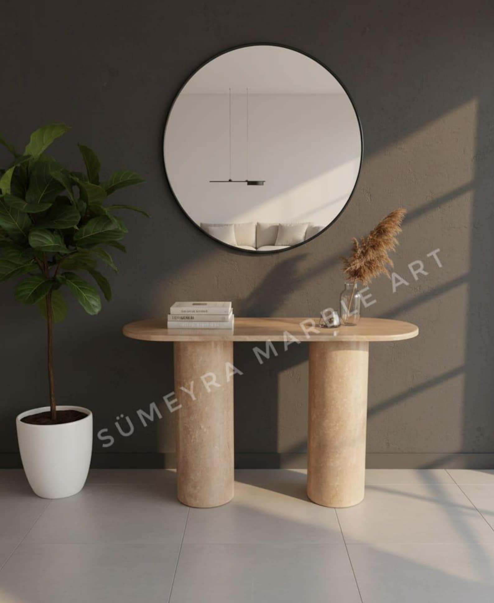 Travertine Dresser - Cylinder Marble Leg - 110*30 Cm - Etsy