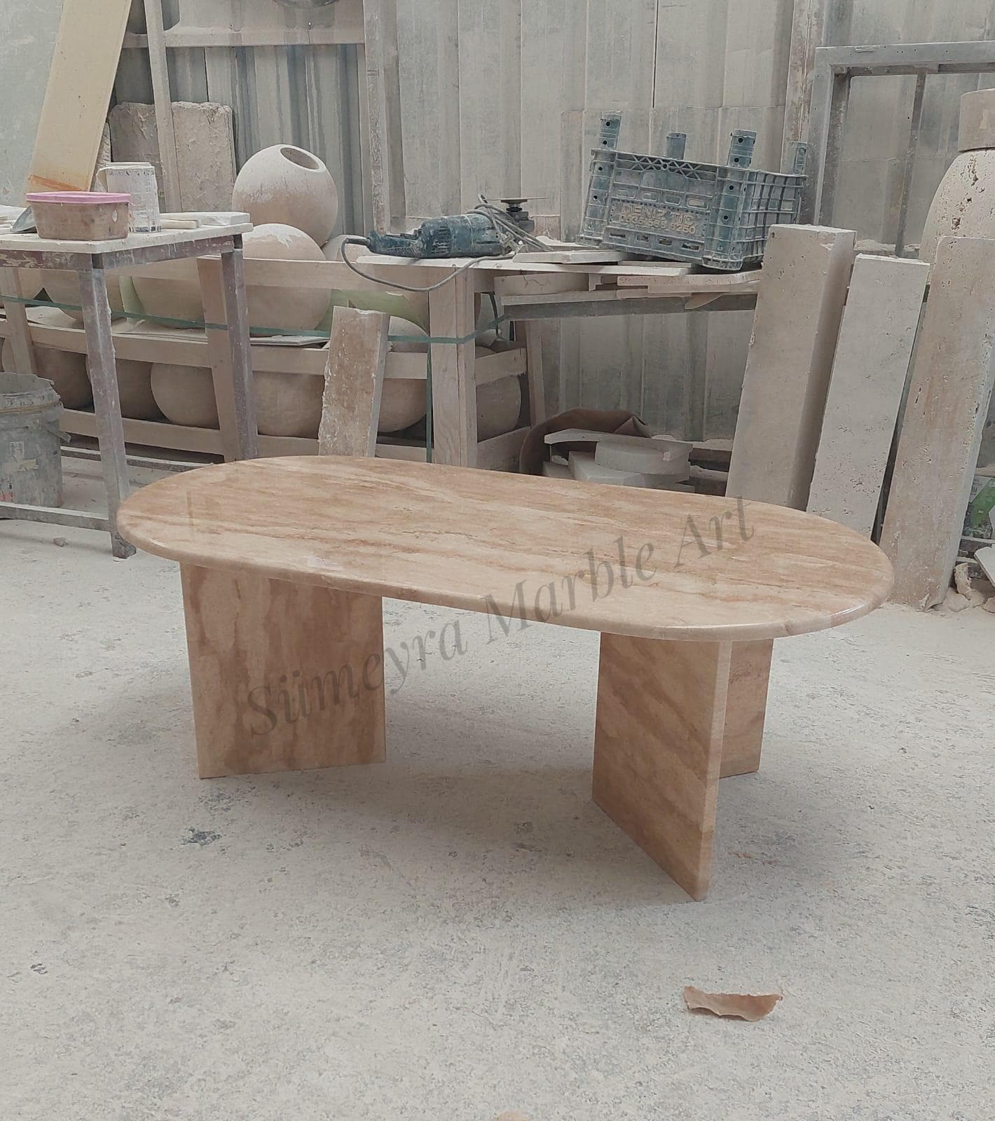 Triangle - Natural Travertine Middle Coffee Table | Marble Middle ...