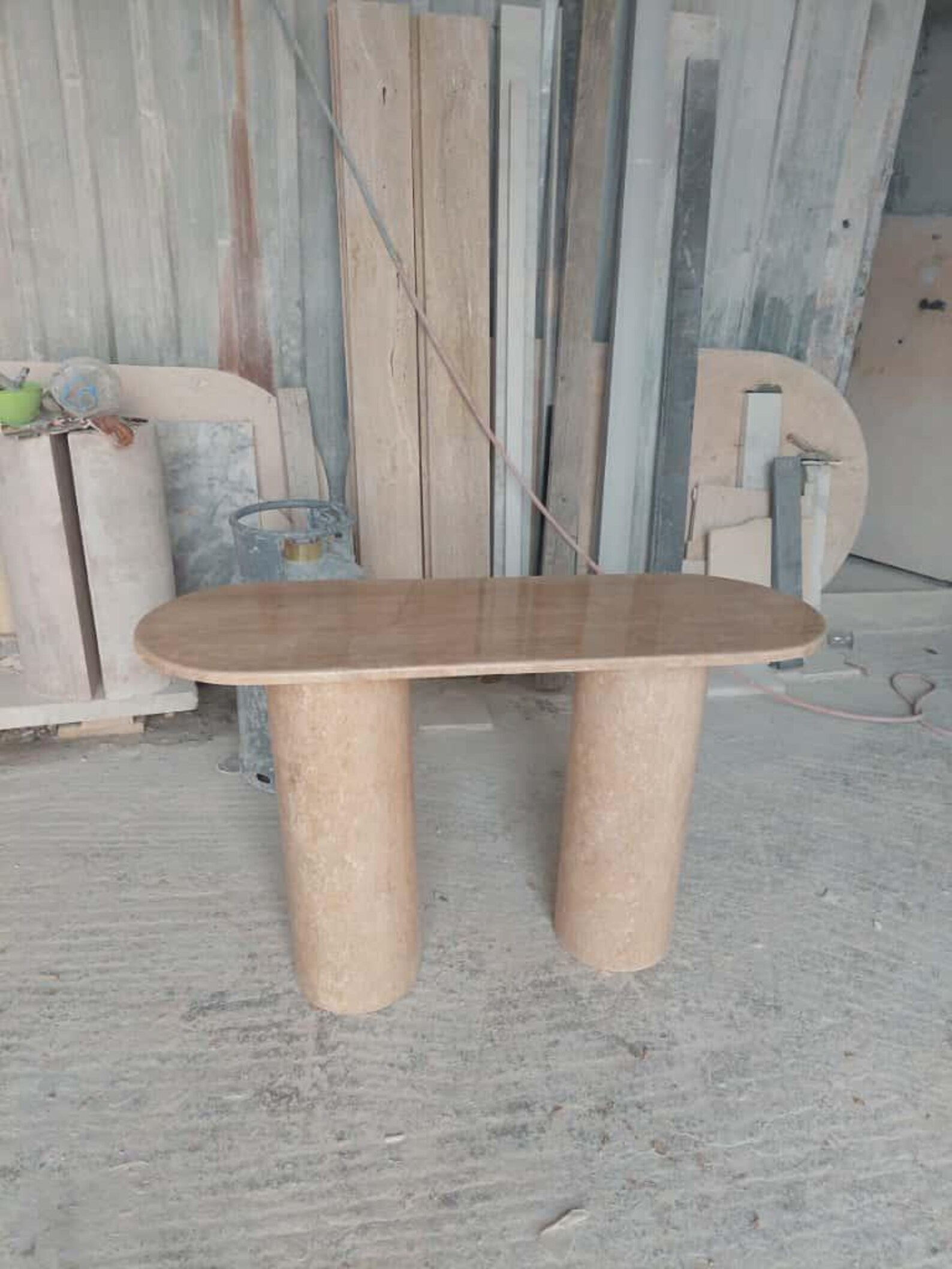 Travertine Dresser - Cylinder Marble Leg - 110*30 Cm - Etsy
