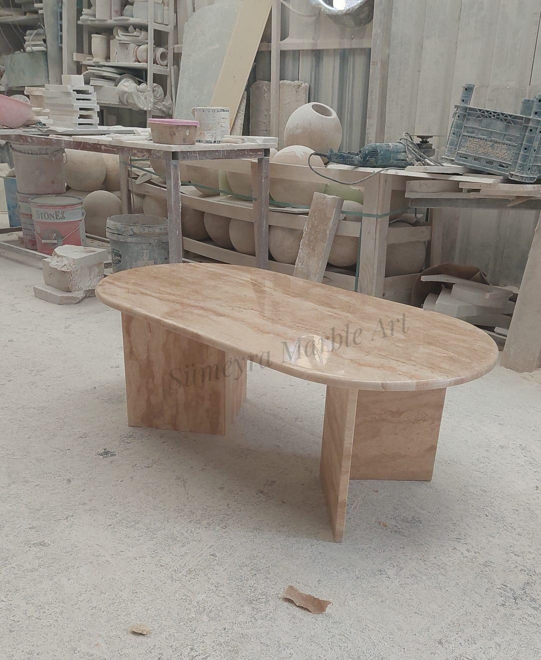 Triangle - Natural Travertine Middle Coffee Table | Marble Middle ...