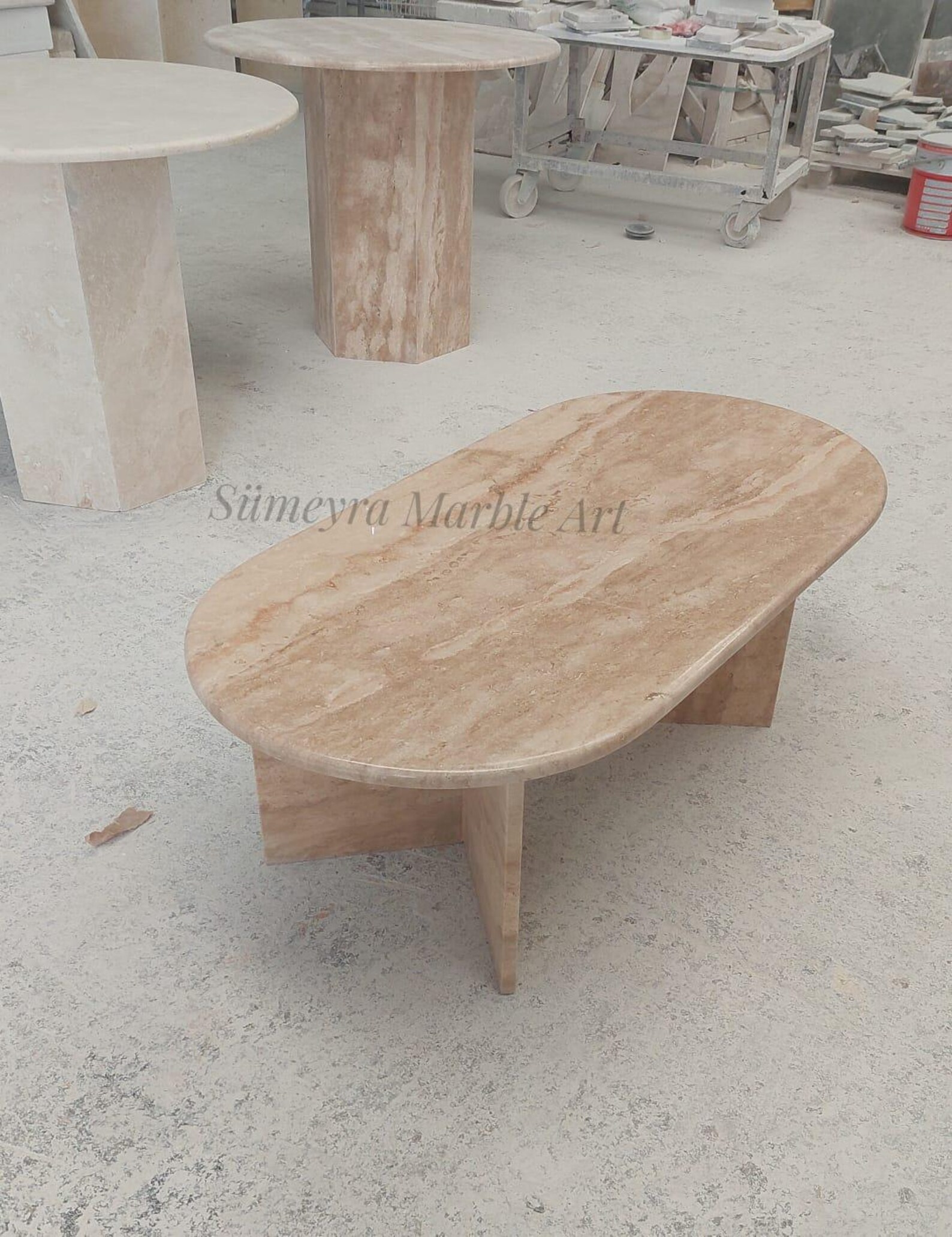 Triangle - Natural Travertine Middle Coffee Table | Marble Middle ...