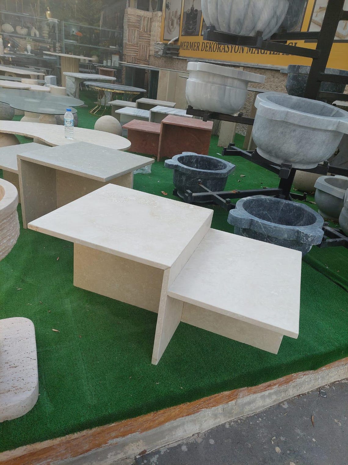 Flamingo - Natural Travertine Middle Table | Marble Middle Table | 50 ...