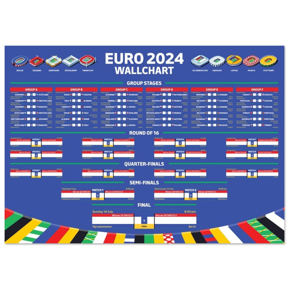 Euro 2024 Wallchart Match Tracker Poster - Etsy Canada