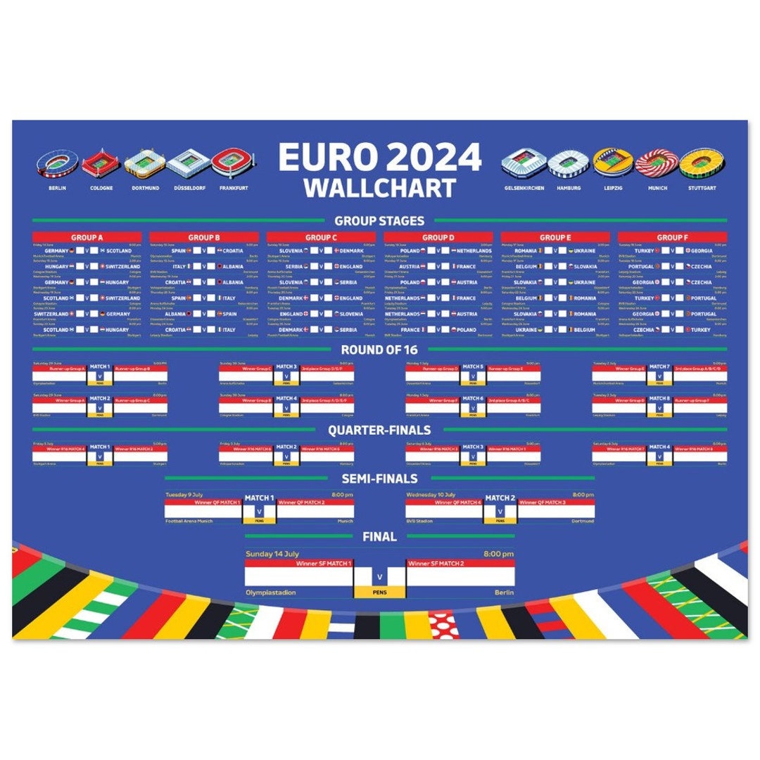Euro 2024 Wallchart Match Tracker Poster - Etsy Canada