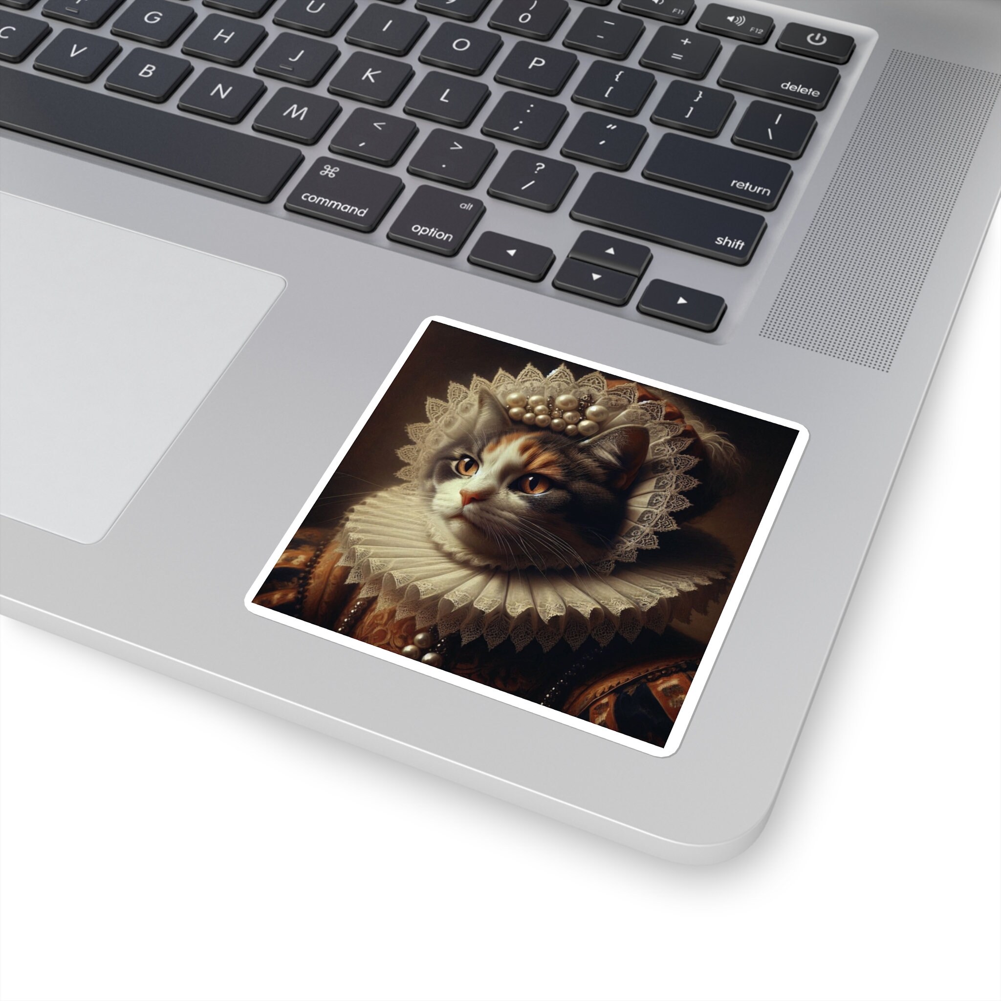 Elegant Calico Cat Sticker Renaissance Theme Vinyl Sticker Classic ...