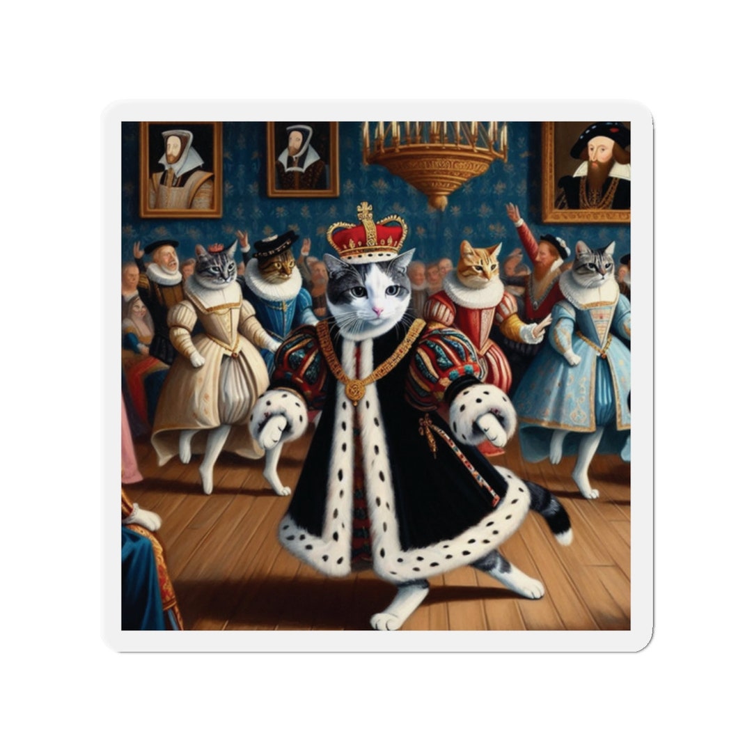 Housewarming Cat Gift Dancing Kitty Magnet in Royal Tudor Court ...