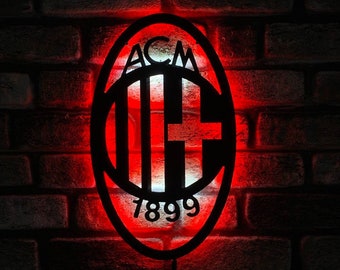 Milan Led Sign , AC Milan Wall Decor , Seri A Lighted Wall Decor ...