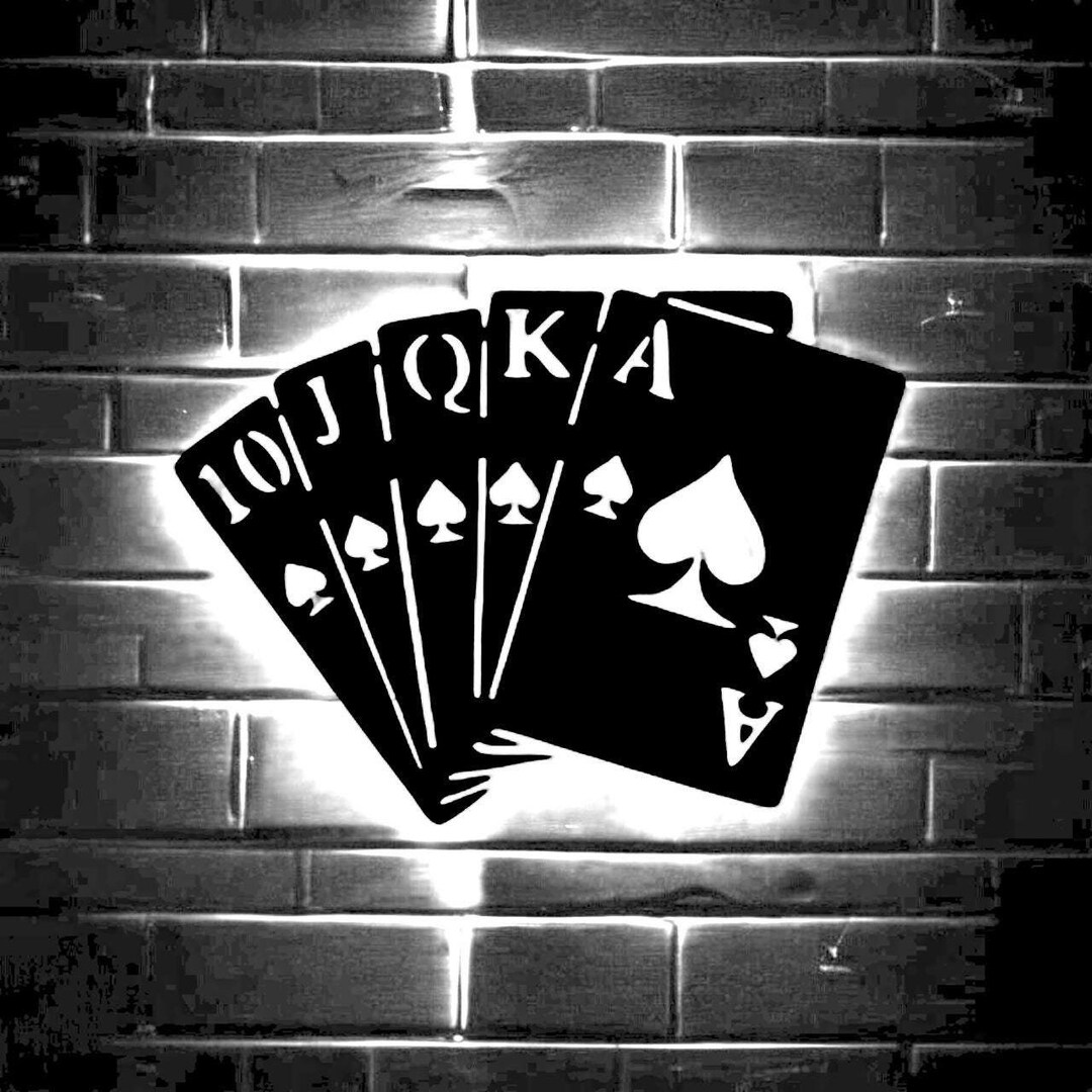 Royal Flush Poker Led Sign , Playing Card Decor , Poker Playroom Decor ...