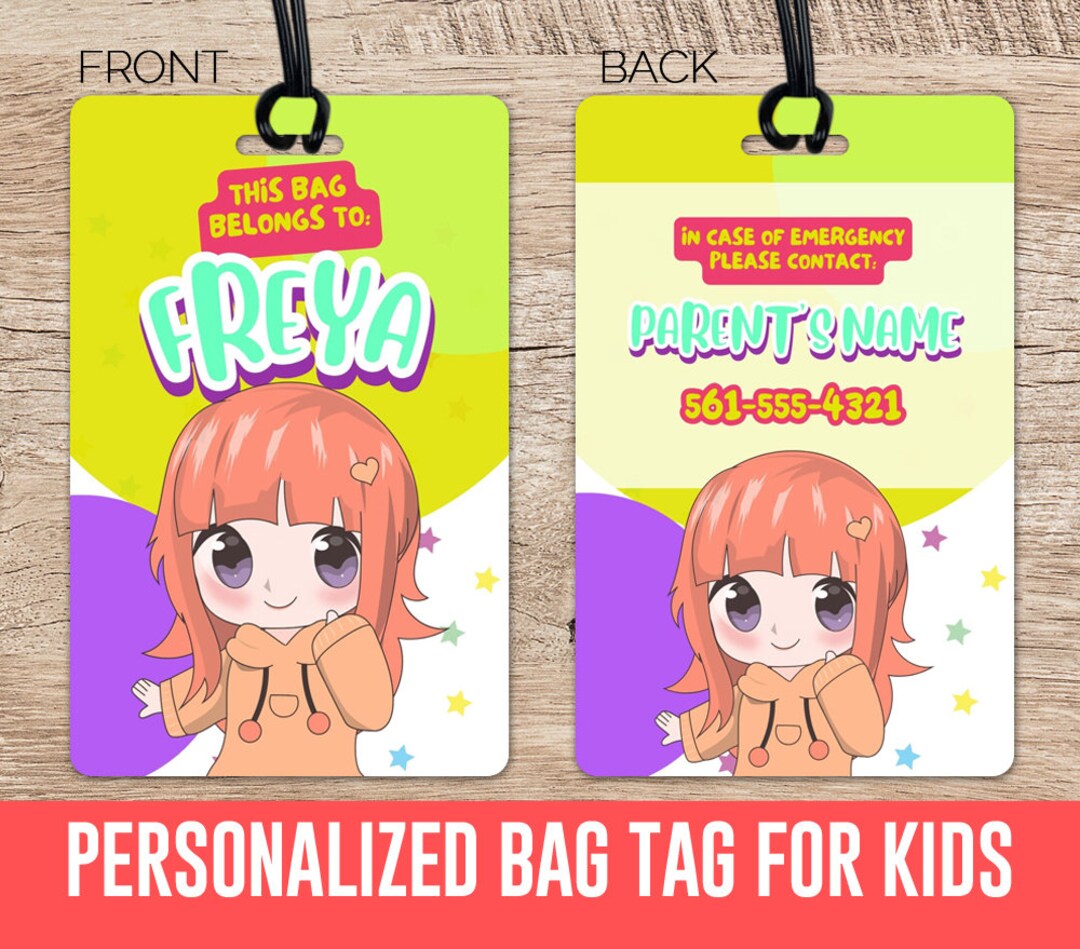 Personalized Bag Tag for Kids Custom Name Luggage ID, School Backpack ...
