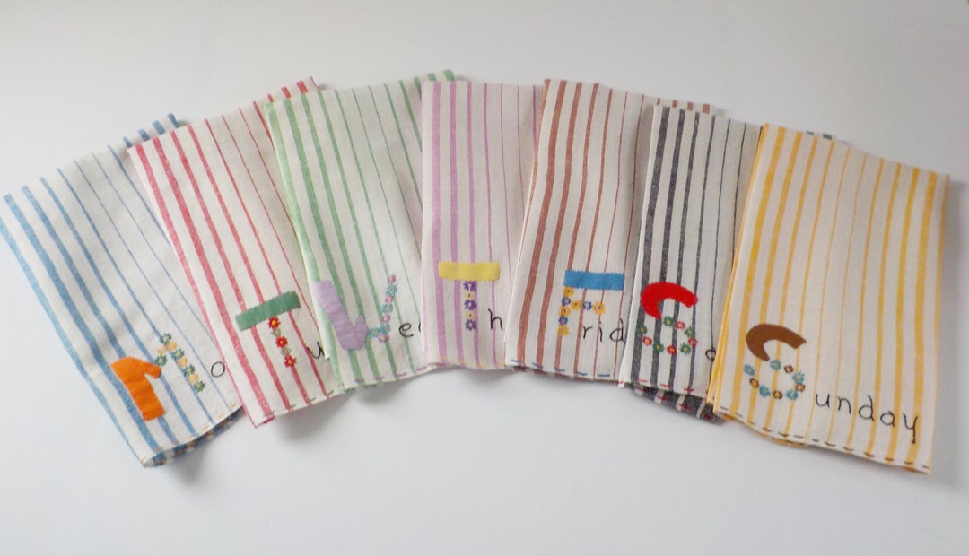 Vintage Kitchen Towels Handmade Tea Towels Embroidered Towels Set of ...