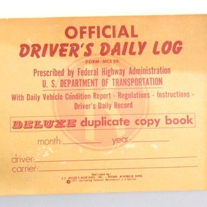 Vintage Paper Log Book Driver's Daily Log Transportation 1971 - Etsy