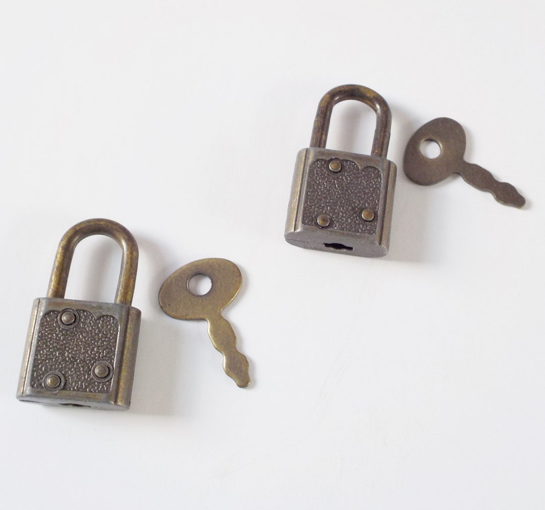 Pair of Vintage Mini Padlocks With Keys Diary Luggage Backpack Satchel ...