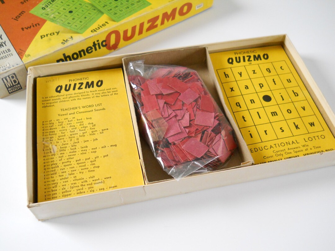 Vintage Phonetic Quizmo 1957 Milton Bradley Educational Lotto Game ...