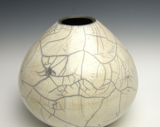 Vase Raku Pottery White Crackle Vase Vase Ceramic Raku Vase Decorative ...