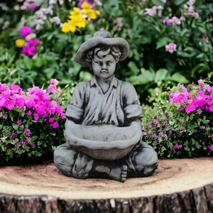 Concrete Boy With Planter Pot Sitting Boy Figurine Stone Flower Pot ...